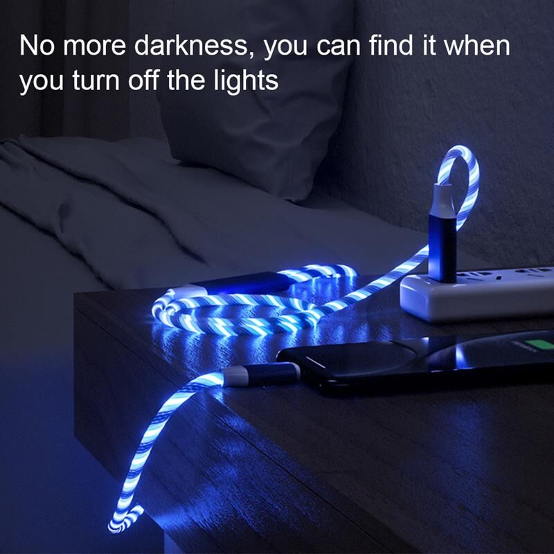 3a 3 In 1 Fast Charging 3.3ft Visible Led Light Up Flowing Led Data ...