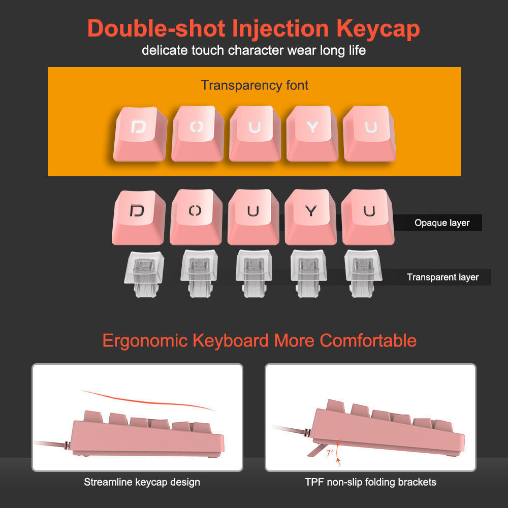 Buy China Wholesale Ajazz Oem 104 Keys Ergonomic Usb Standard Quiet ...