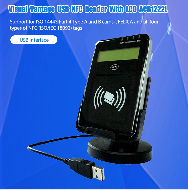 New Visual Vantage Nfc Smart 13.56mhz Usb Nfc Card Reader With Lcd Display Acr1222l - China ...