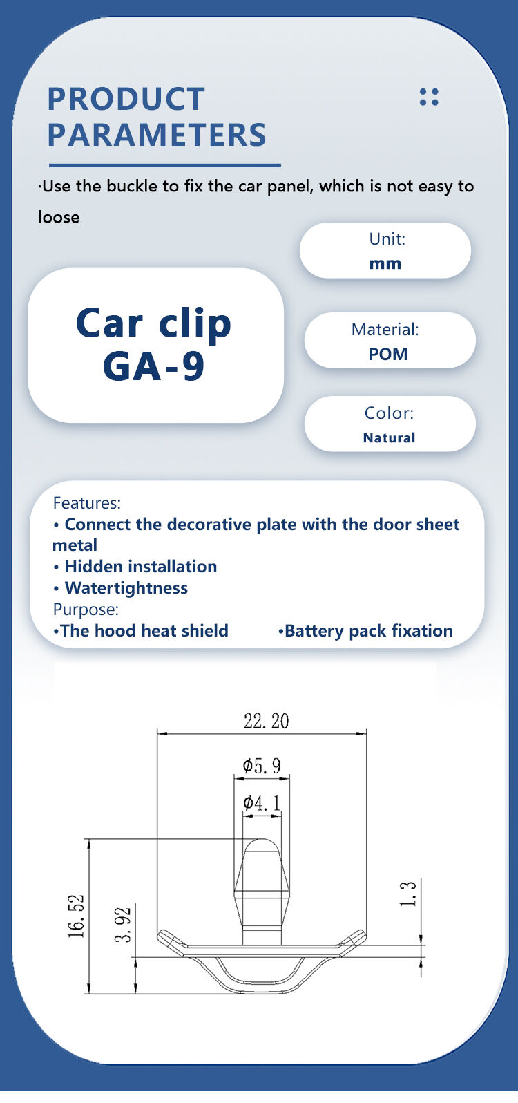 Car Rivet Ga-9 High Quality Plastic Universal Auto Clips Body Car Auto ...