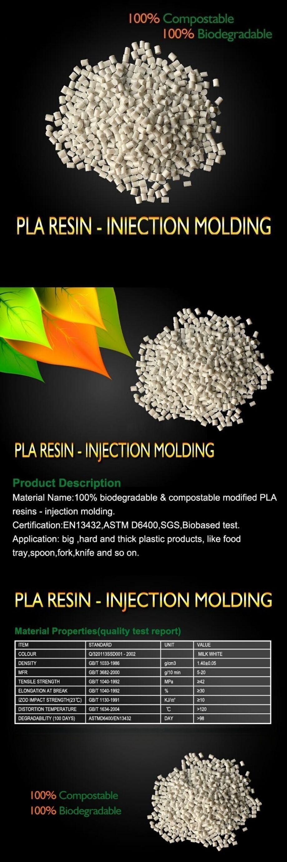 100%biodegradable Polylactic Acid Pla Pellets Pla Granules Pla Plastic Raw Material - China ...