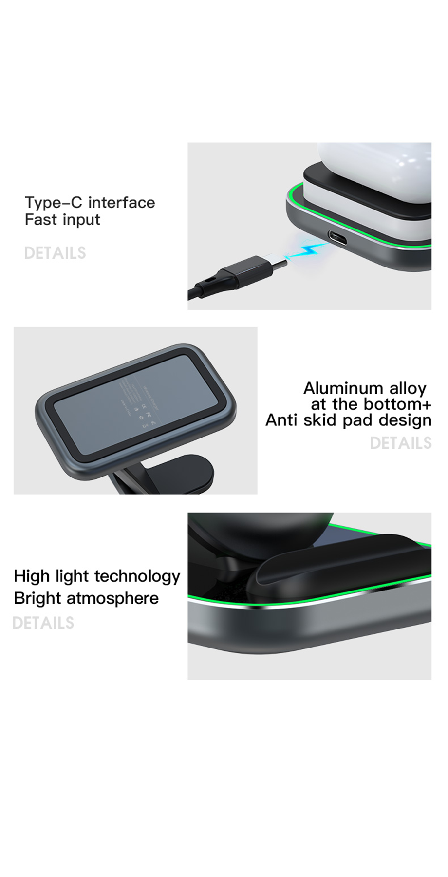 Buy Wholesale China A8 Wholesales 4 In 1 Wireless Charger Night Light ...