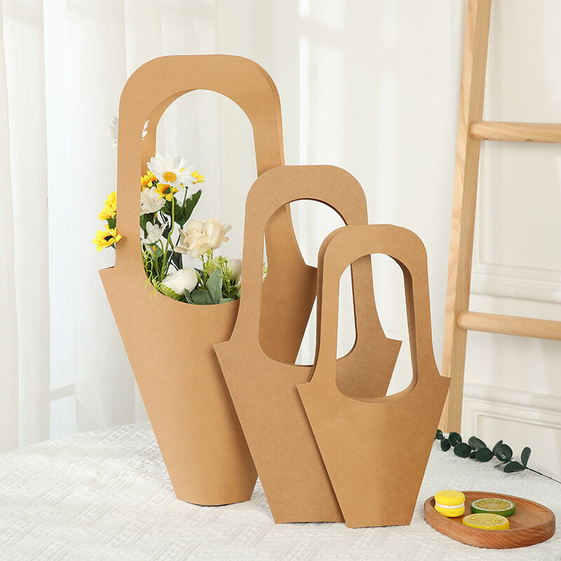 Buy Wholesale China Kraft Paper Flower Gift Bags Bouquet With Handle ...
