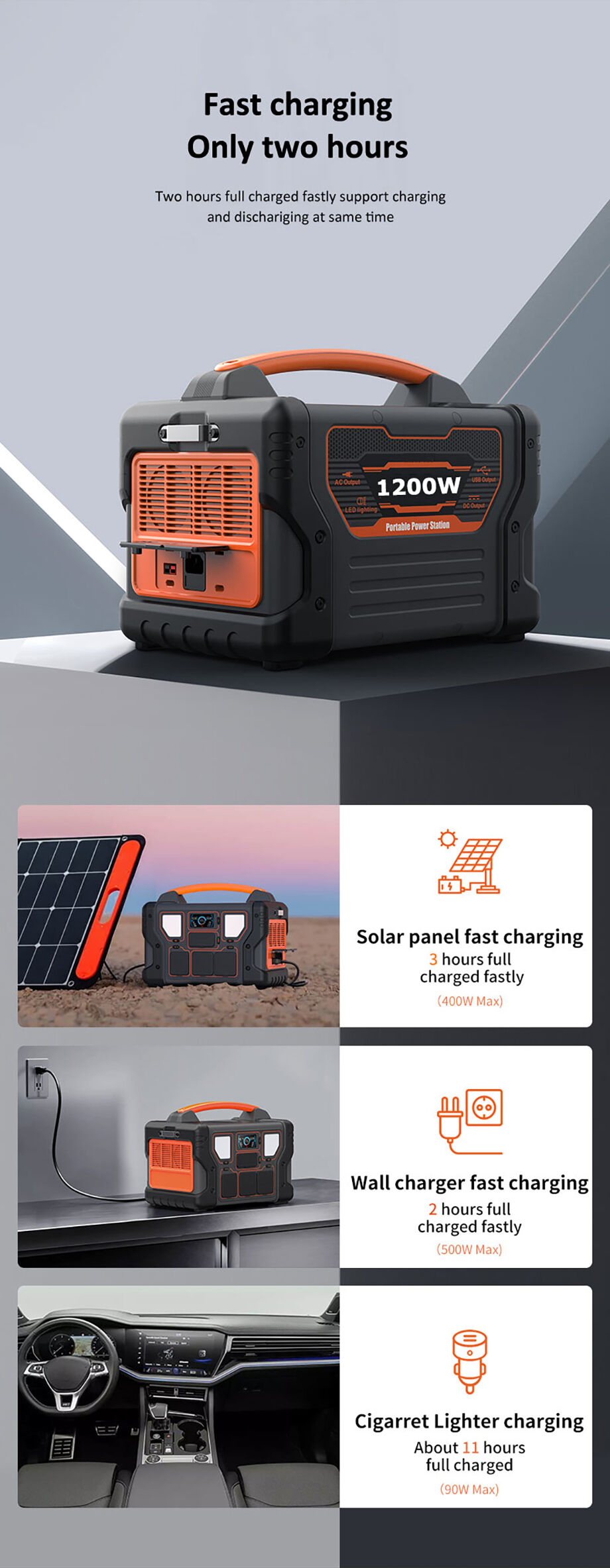 1200w Lifepo4 Camping Home Emergency Battery Pack Charger Power Bank ...