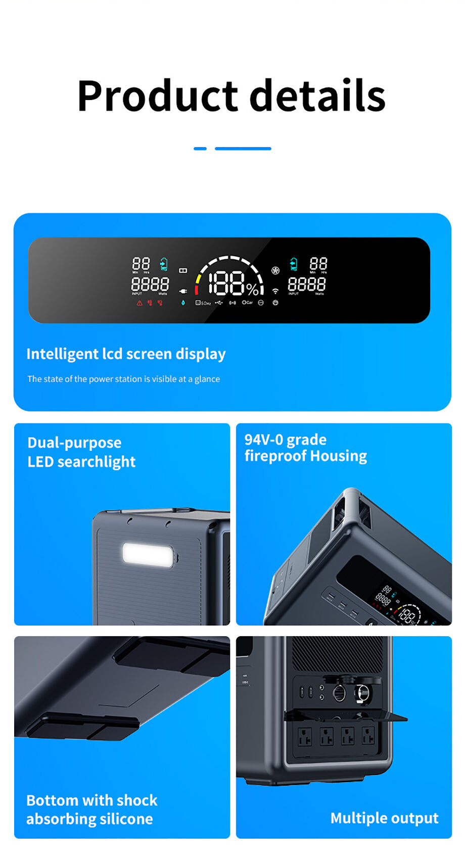 Customizable Off Grid Rechargeable Electric Outdoor 4800w Lifepo4 Solar ...