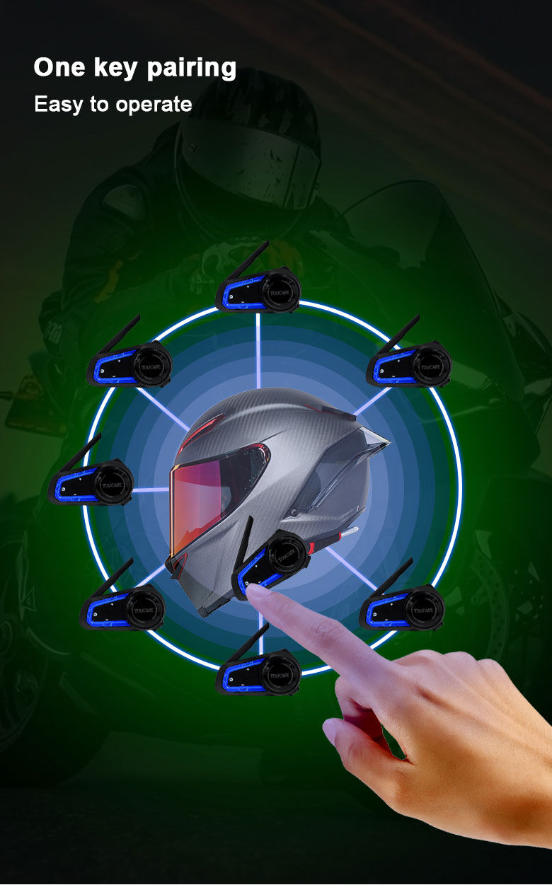 Motorcycle Bluetooth Headset 8 Riders Intercom Dual Chip With Music ...