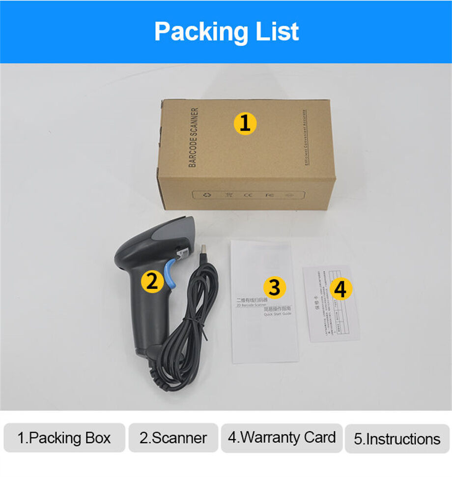 Supermarket Usb Handheld Portable Wired Barcode Scanning Gun Bt 1d/2d ...