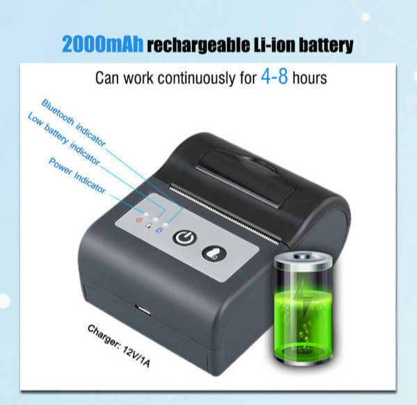 Android Ios Linux 58mm 2000mah Barcode Printer Mobile Portable Wireless ...