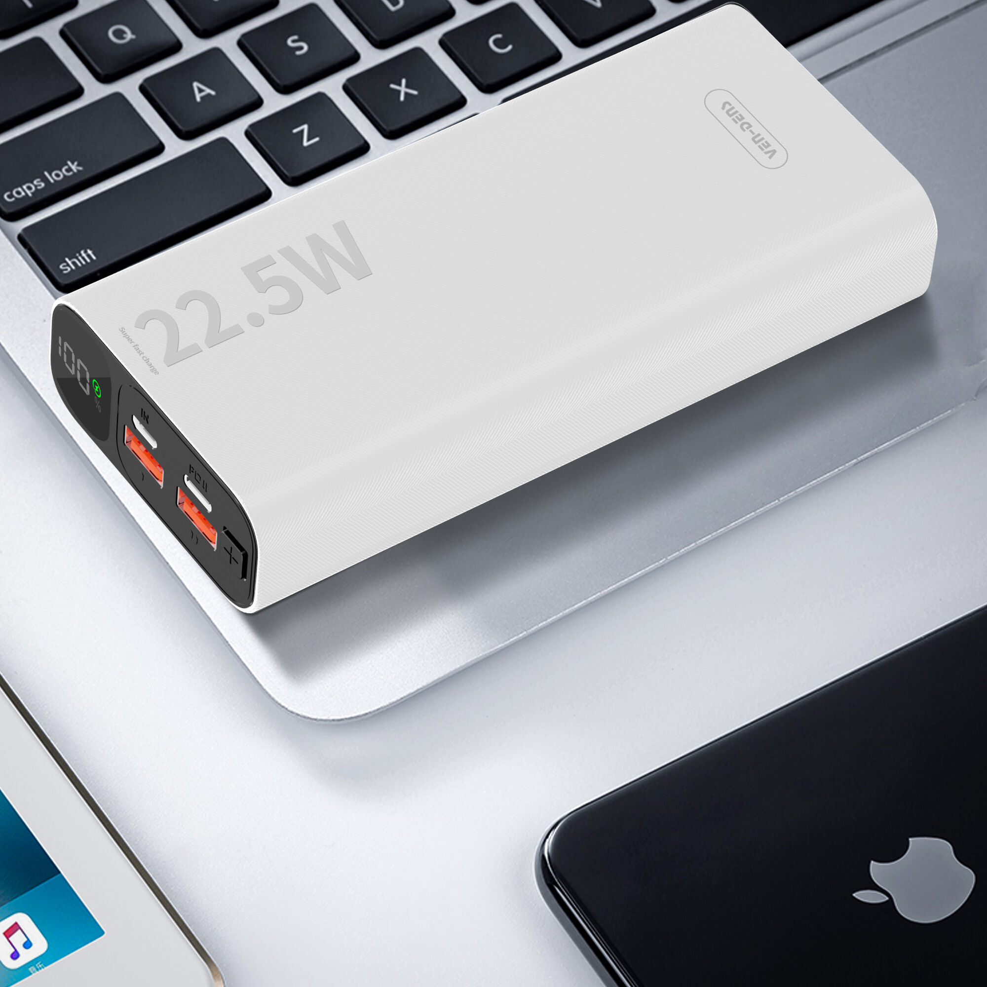 White Color Ultra Slim 20000mah Power Banks Portable Mobile Charger ...