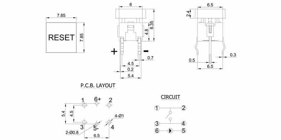 Honyone Mini Tact Switch With Led Round Cap Momentary 50ma 12v Dc Panel ...