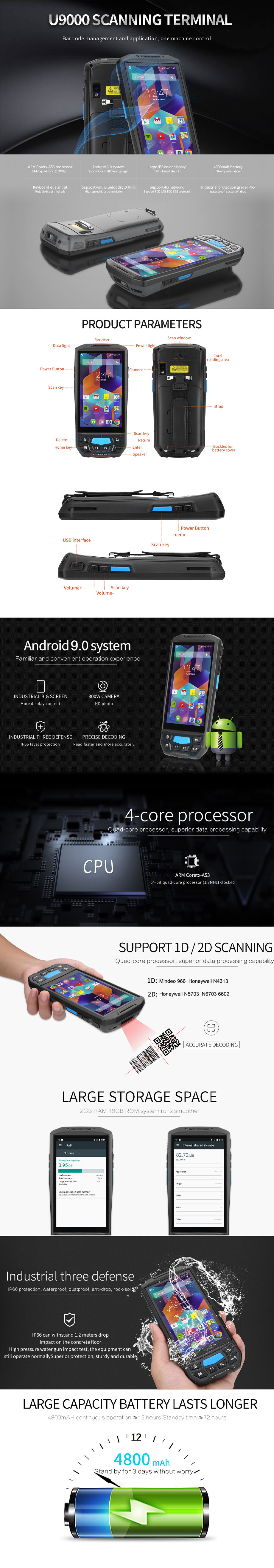 Buy Wholesale China U9000 5.0 Inch Android Barcode Scanning Handheld ...