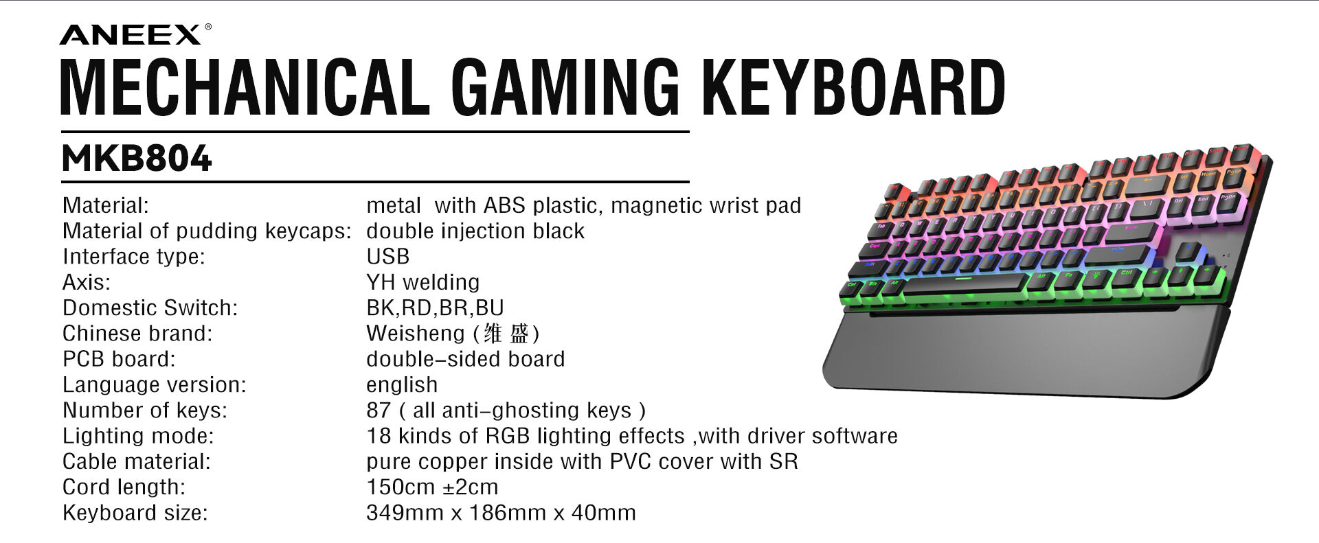 Buy Wholesale China Usb Wireless Gaming Glow Keyboard 87 Keys ...