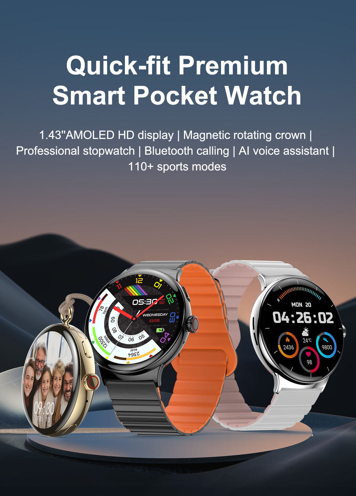 Smart Watches Hot Selling Fashion 2 In 1 Pendant Smartwatch Sport Reloj ...