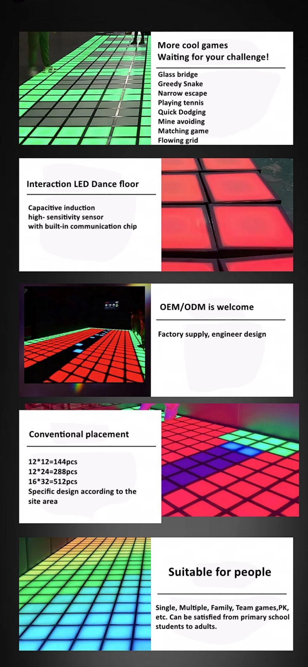 Buy Wholesale China Factory Activate Game Led Floor 30x30cm Interactive ...