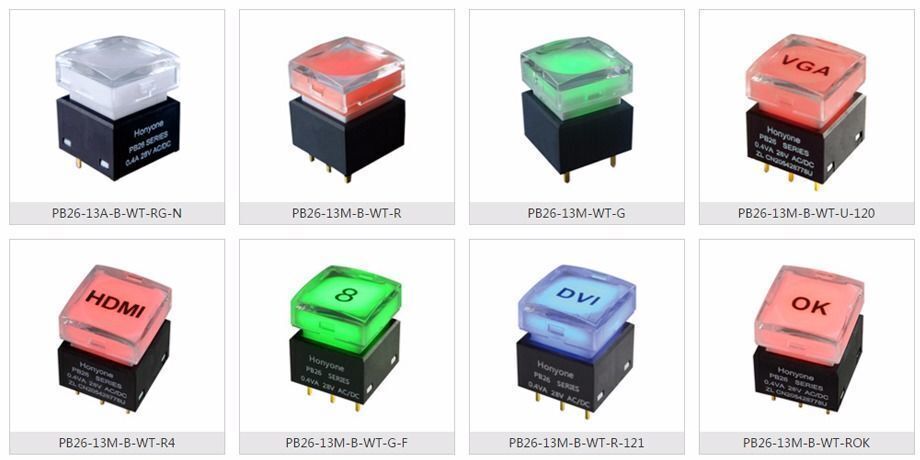 Honyone Sound Controller Pushbutton Switch /15mm Square Cap/ Self Lock ...