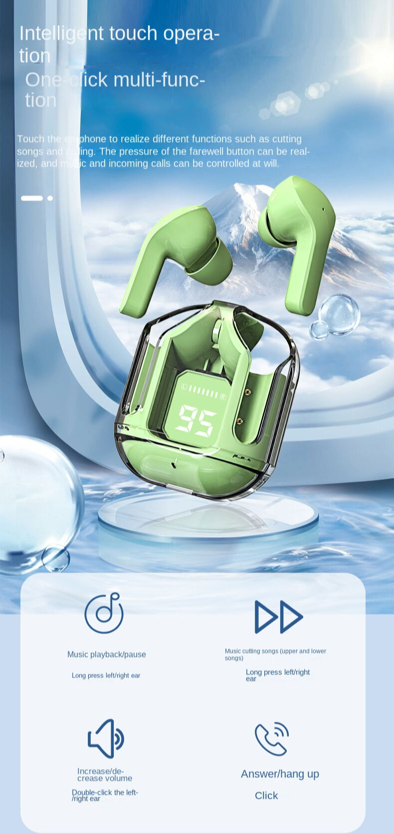 B35 Tws Transparent Case In-ear Earphone Wireless Bt5.3 Tws Wireless ...