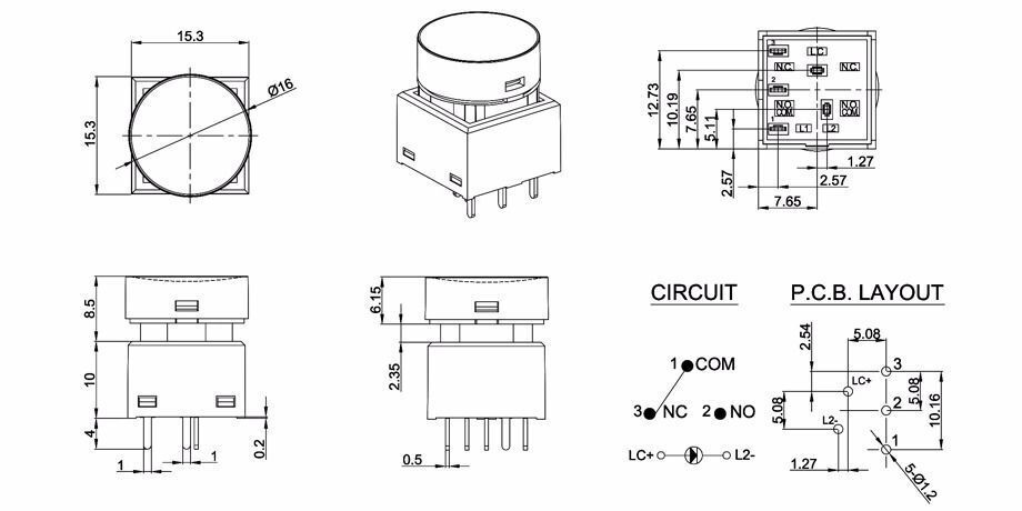 Buy China Wholesale Honyone Led Pushbutton Switch, 15mm Square ...