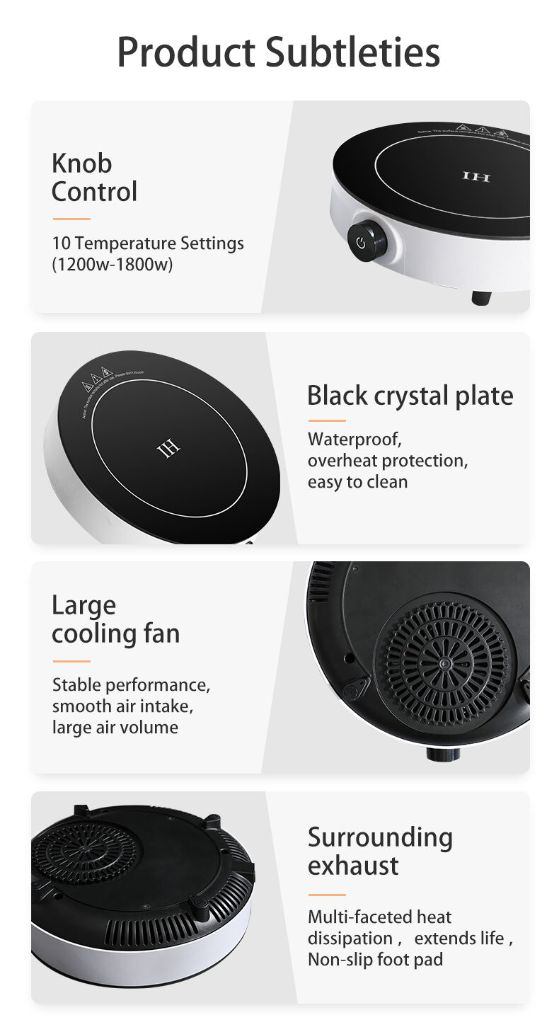 2200w Portable Single Induction Cooktop With Glass Ceramic And 8 ...