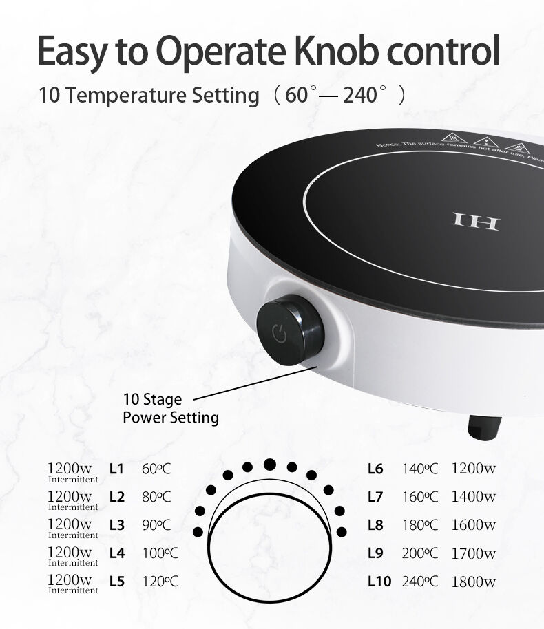 2200w Portable Single Induction Cooktop With Glass Ceramic And 8 ...