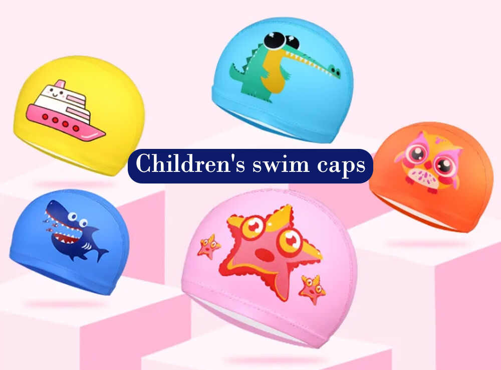 Silicone Kids Cartoon Fish Swim Caps Children Elastic Swimming Hats ...