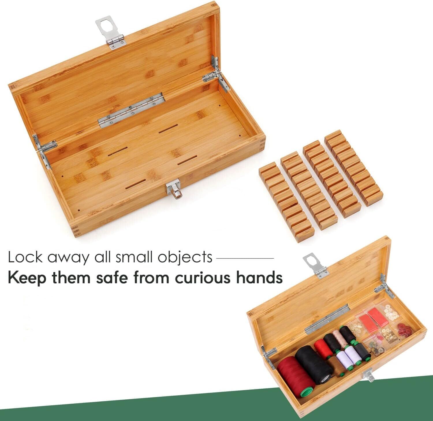 Bamboo Kitchen Knife Storage Box With Lock Drawer Knife Organizer Stash ...