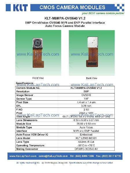 Klt-m8mpa-ov5640 V1.2 5mp Ov5640 Mipi And Dvp Parallel Interface Auto ...