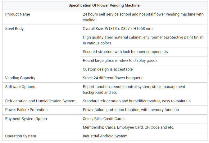 Winnsen Fresh Flower Odm Bouquet Vending Machine With Cooling System ...