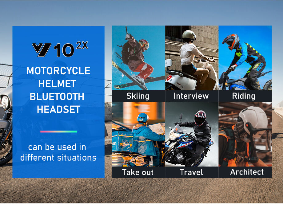 Y10-2x Full Duplex High Quality Fm Radio Motor Helmet Wireless Intercom ...