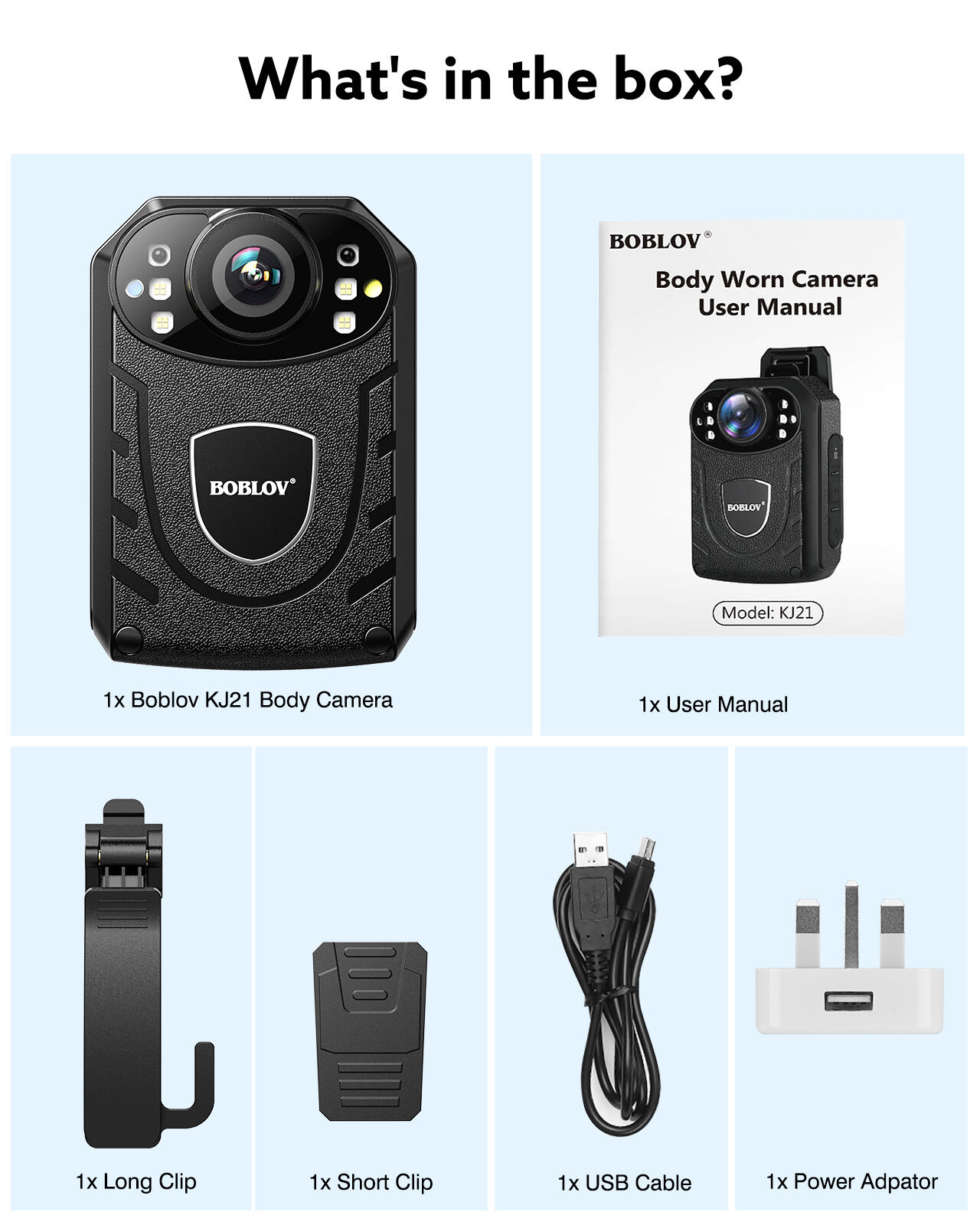 Boblov High Quality Body Worn Camera 1296p Body Mounted Camera Night Vision External Storage ...