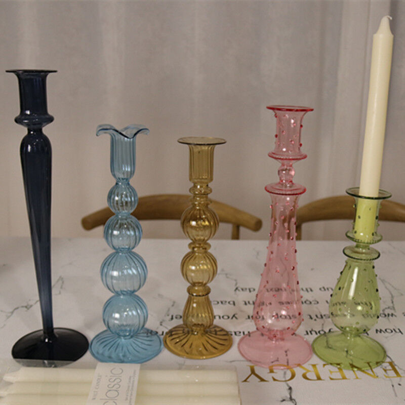 Creative Glass Candlestick Home Decoration French European Retro Black ...