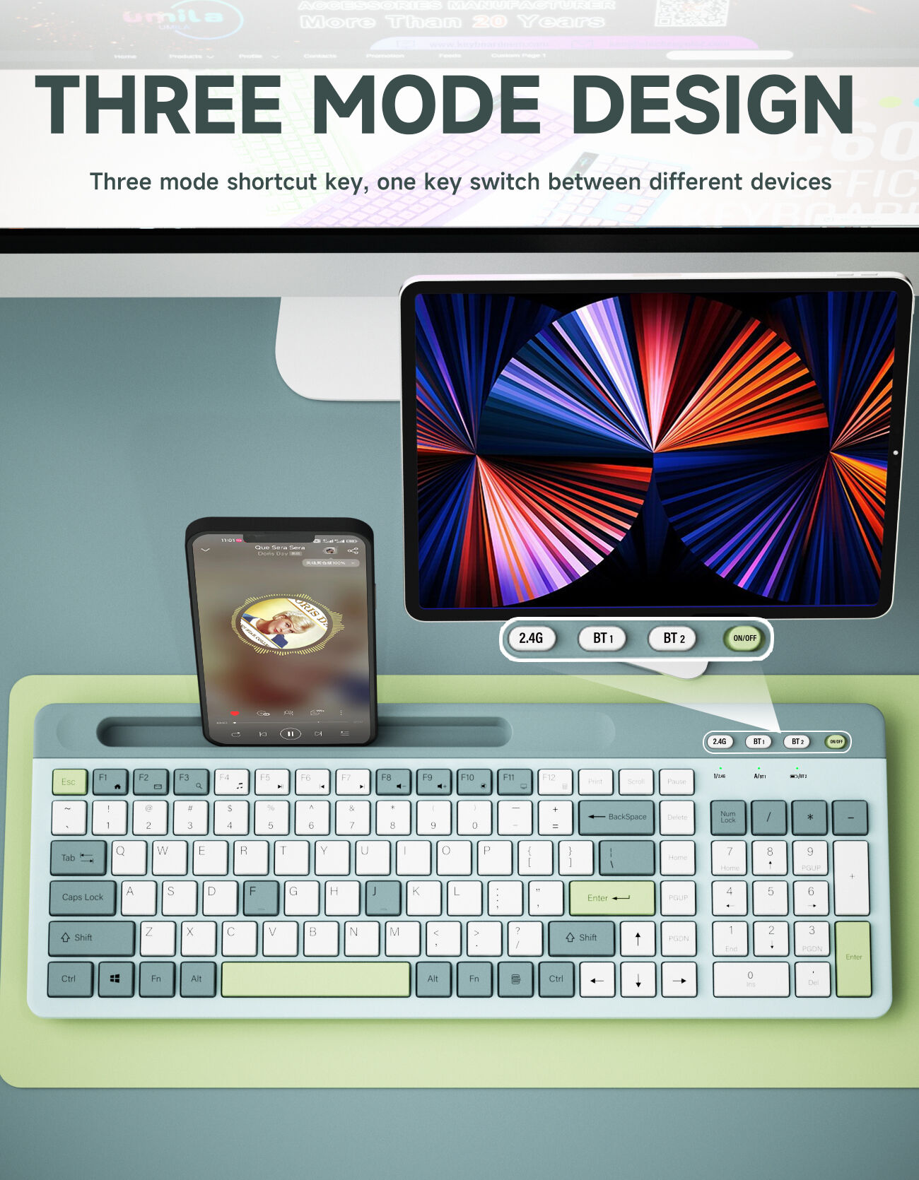 Umila Wireless 2.4g Color Office Wireless Keyboard And Mouse Set Office ...