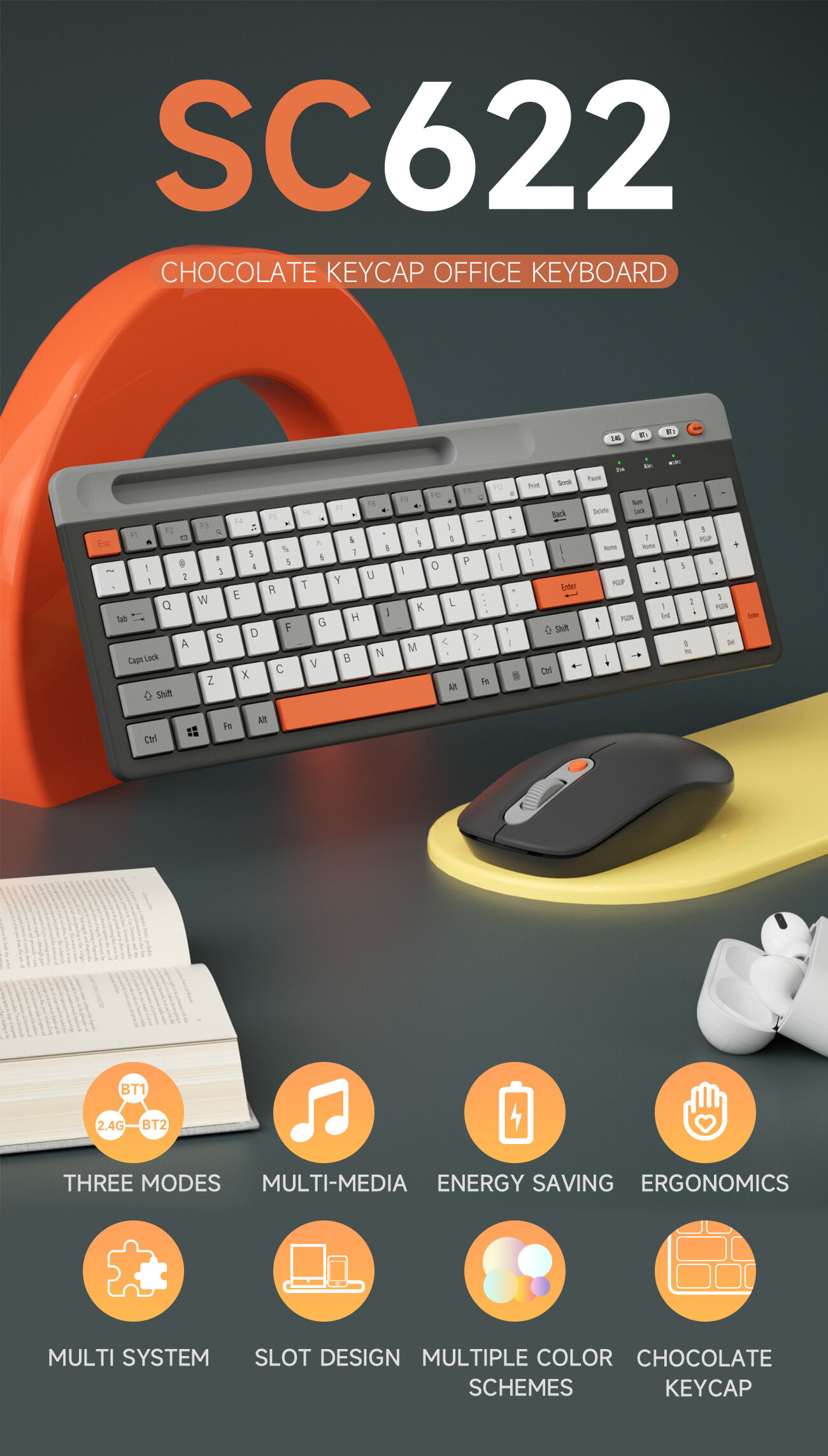 Umila Wireless 2.4g Color Office Wireless Keyboard And Mouse Set Office ...