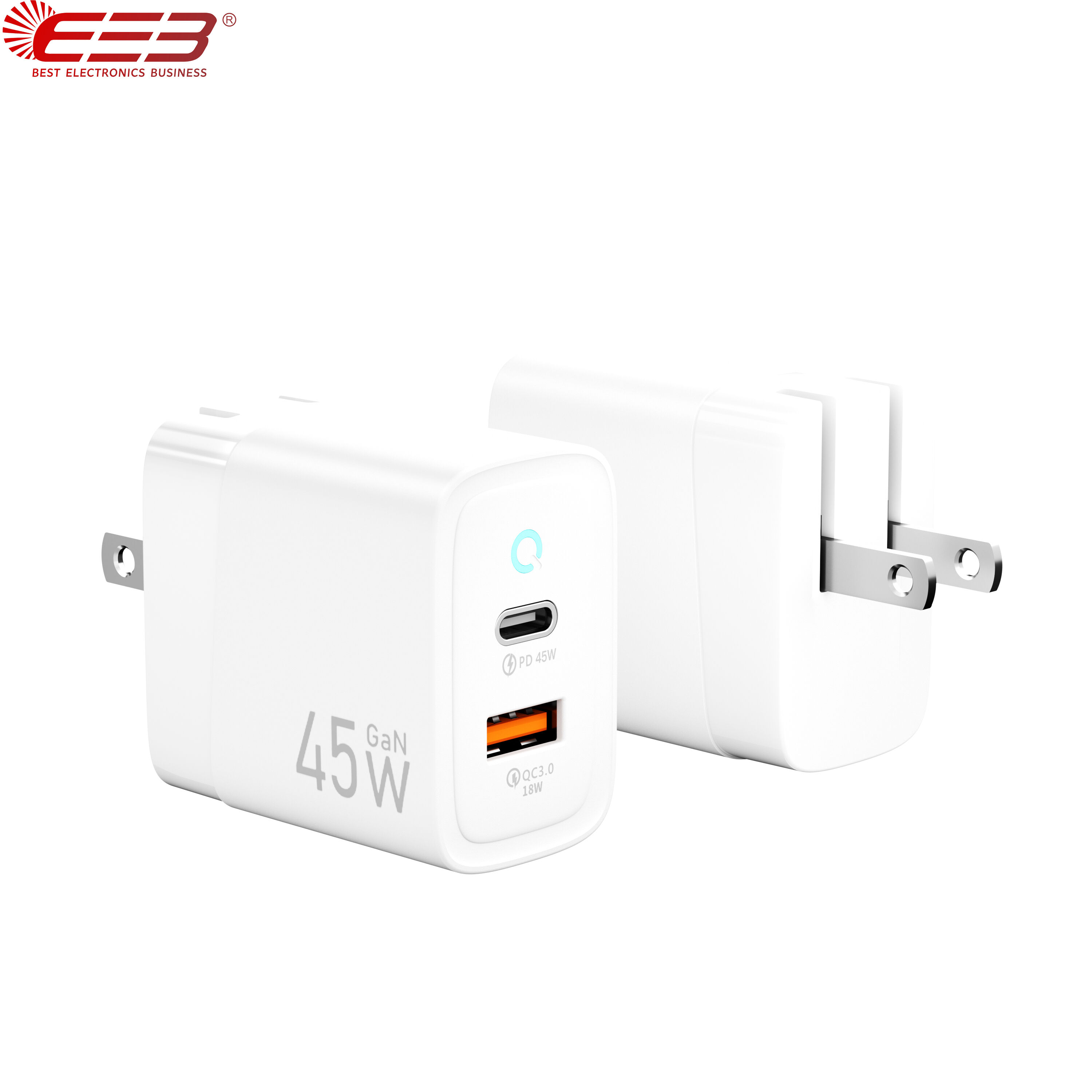 Foldable 45w Gan Pd Wall Charger Dual Port Usb C Pd Fast Charger For ...