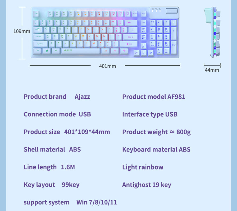 Buy Wholesale China Ajazz Af981 Ergonomics Keyboard Usb Wired Backlit ...