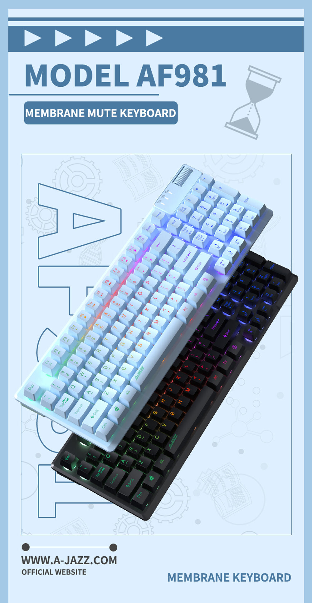 Buy Wholesale China Ajazz Af981 Ergonomics Keyboard Usb Wired Backlit ...