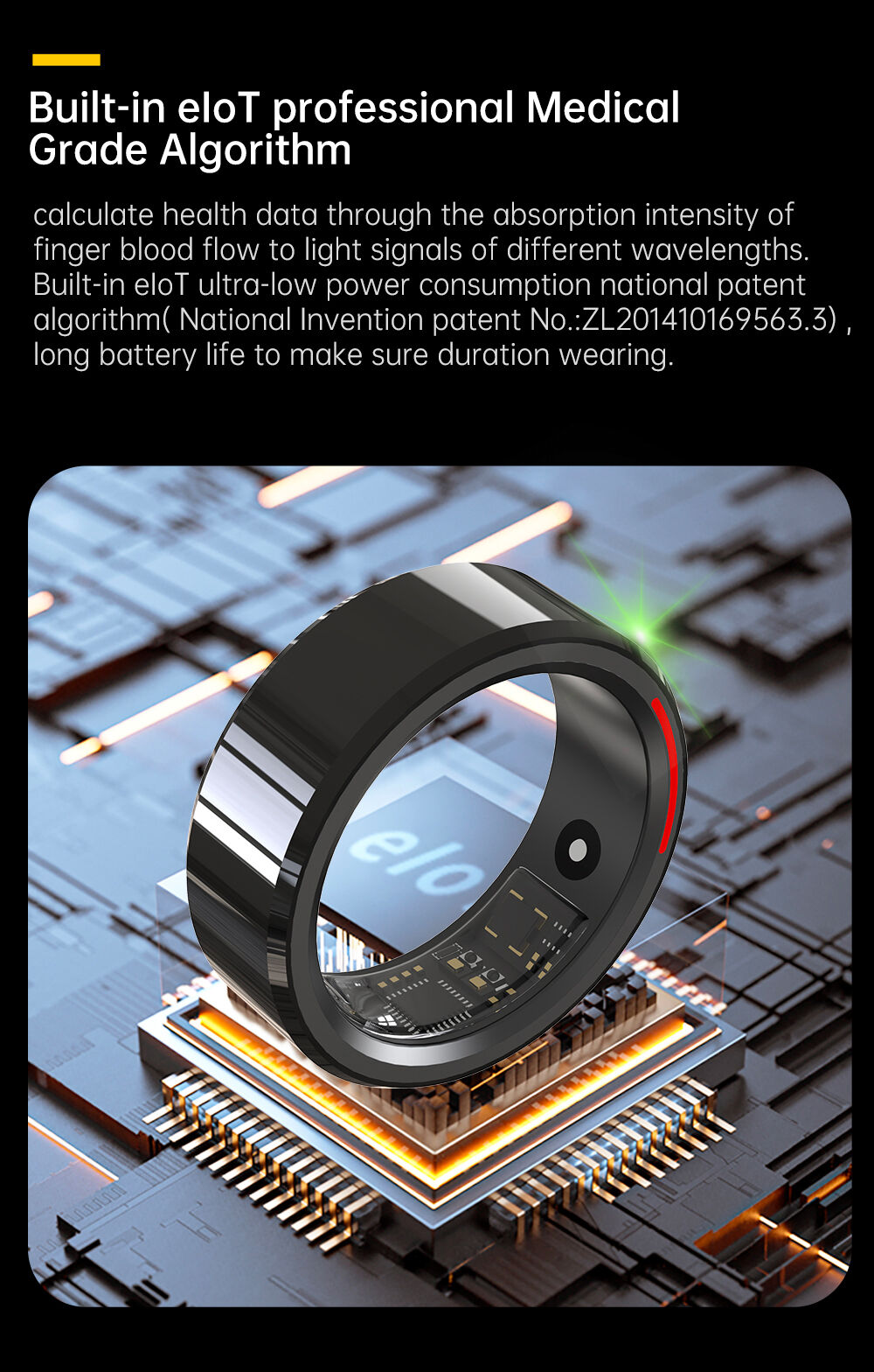 Waterproof 5atm Hot Sell Connect Health Smart Ring With Blood Pressure ...