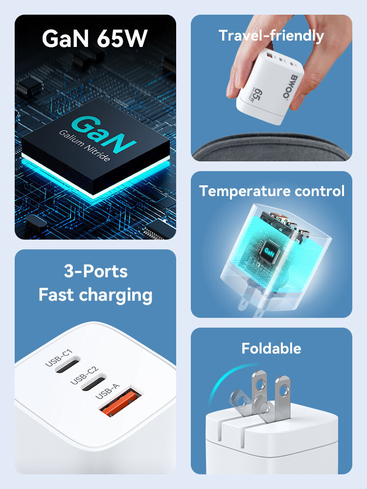 Buy Wholesale China Bwoo 3 In 1 Gan Charger Abs Material 65w Dual Type ...