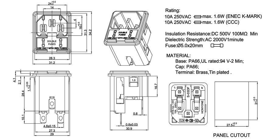 Bulk Buy China Wholesale Honyone 2-in-1 Inlet Socket, Plastic 10a/250v ...