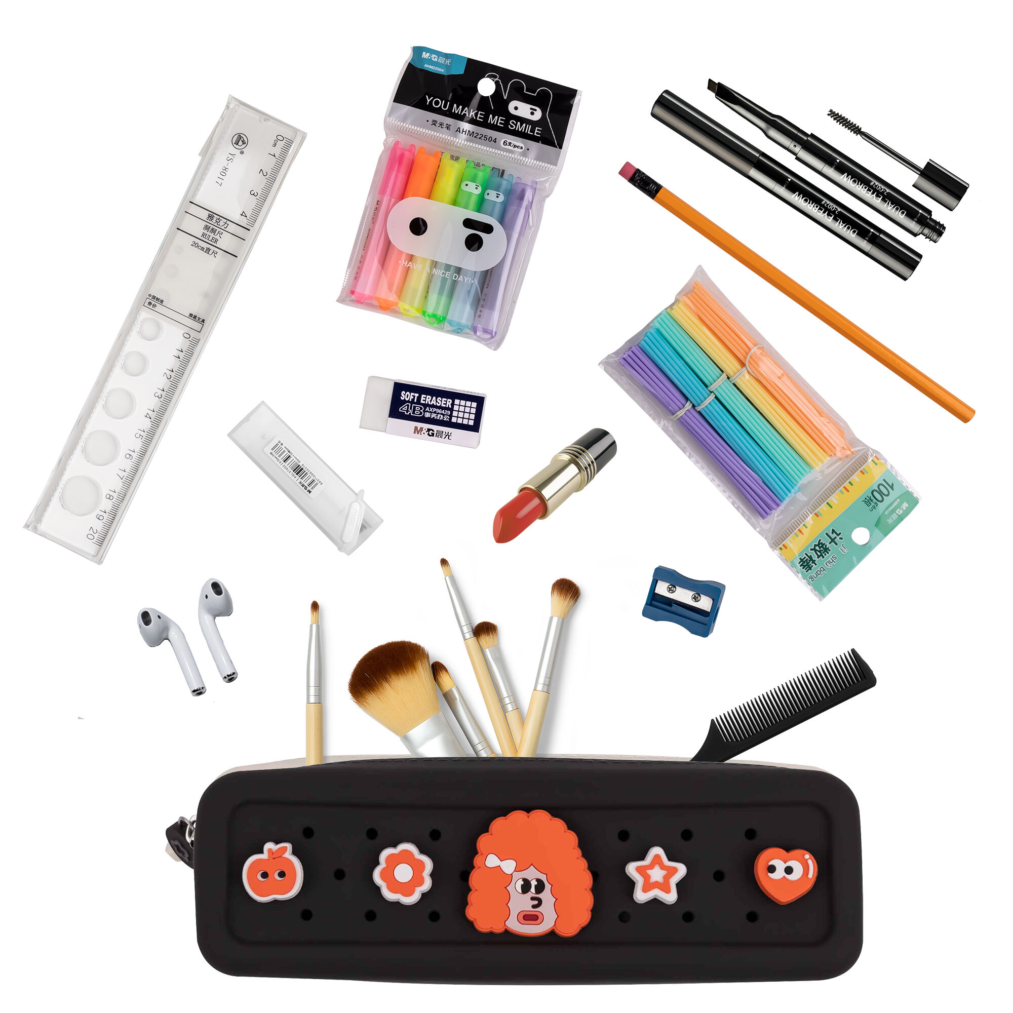 Creative Pvc Charm Silicone Pencil Cases Kid Pen Cases Pouch Stationary ...