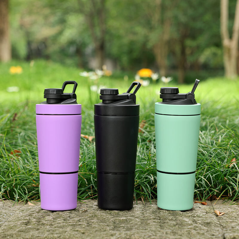 New Wholesale High Quality Custom Logo 18/8 Stainless Steel 800ml Two Section Shaker Bottle With ...