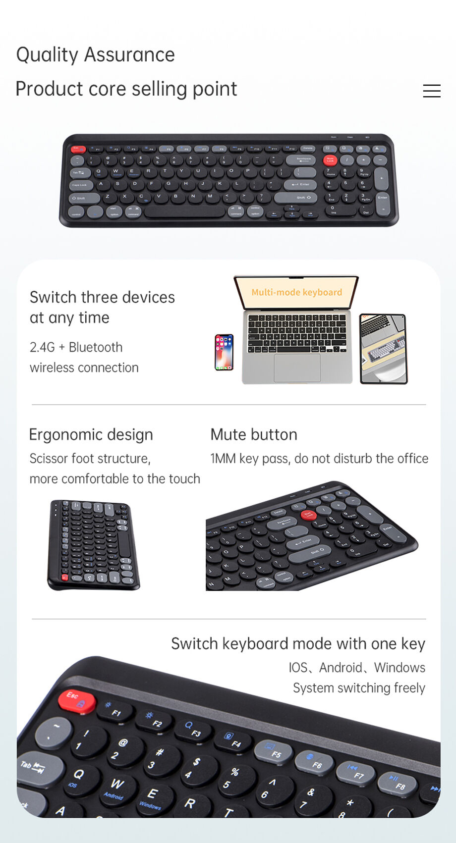 99 Keys Desktop Keyboard 2.4g And Bluetooth Dual Mode For Ios Android ...