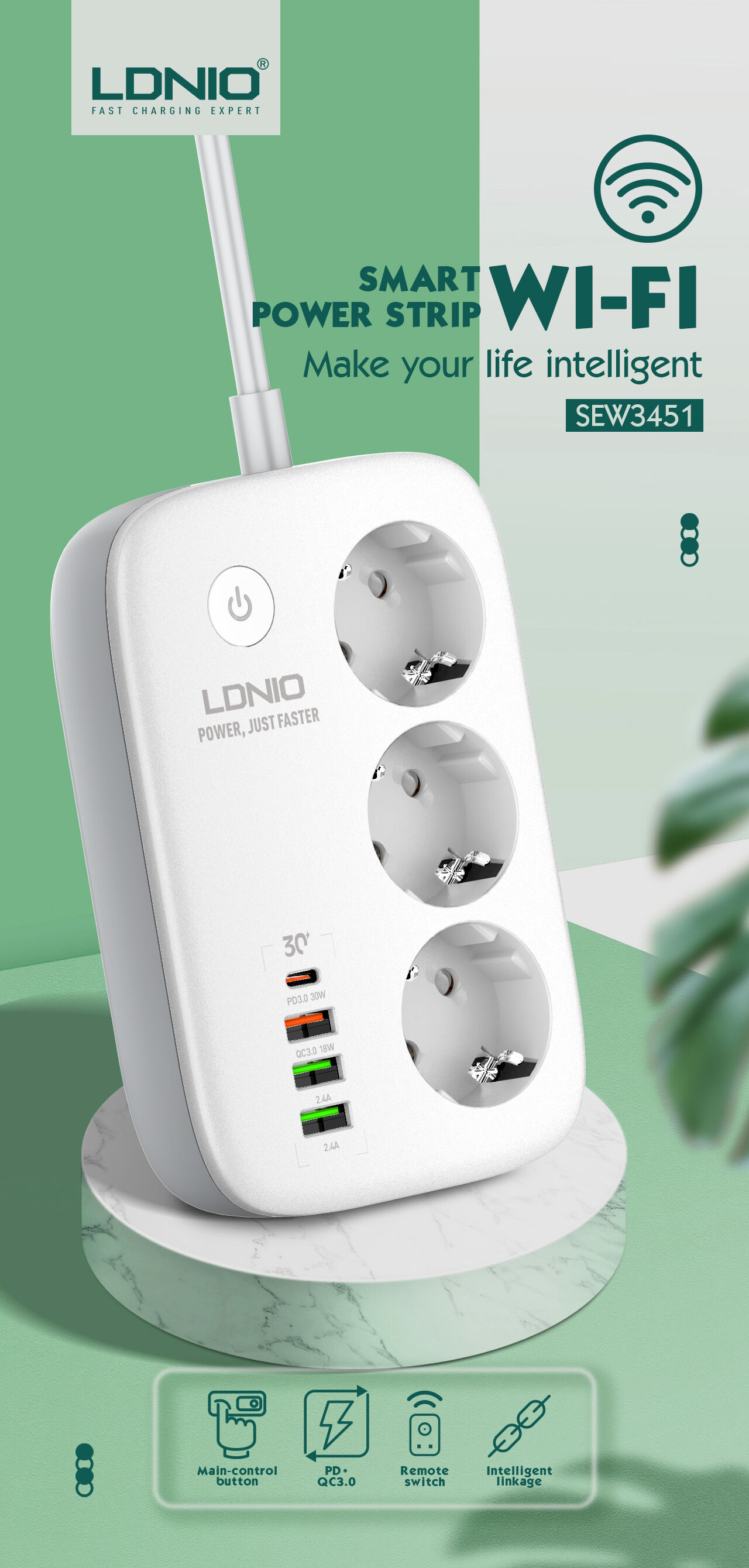 Buy Wholesale China Ldnio Sew3452 Wifi Smart Eu Plug Power Strip 3 ...