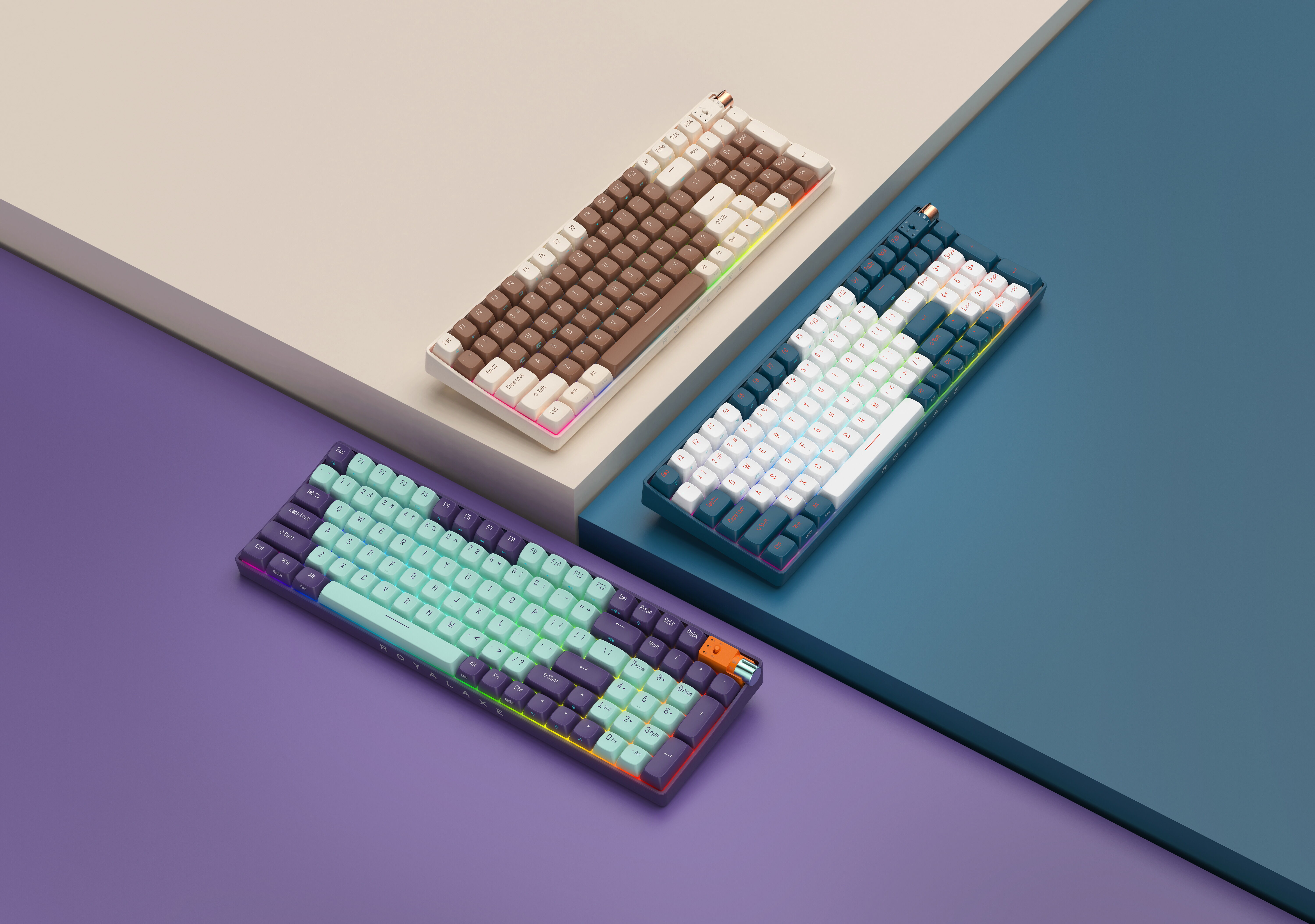 Oem Wired+2.4g Wireless+bluetooth Double Shot Pbt Mechanical Keyboard ...