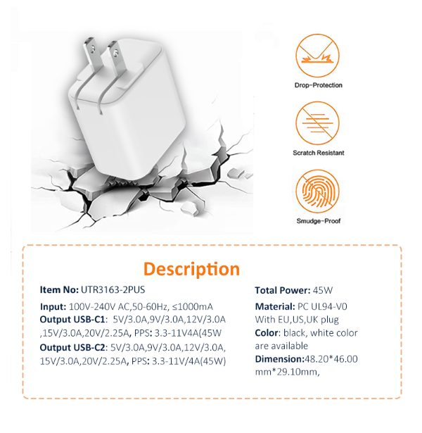 Cheap Pd Charger Portable 45w Type-c Wall Charger For Mobile Phone ...