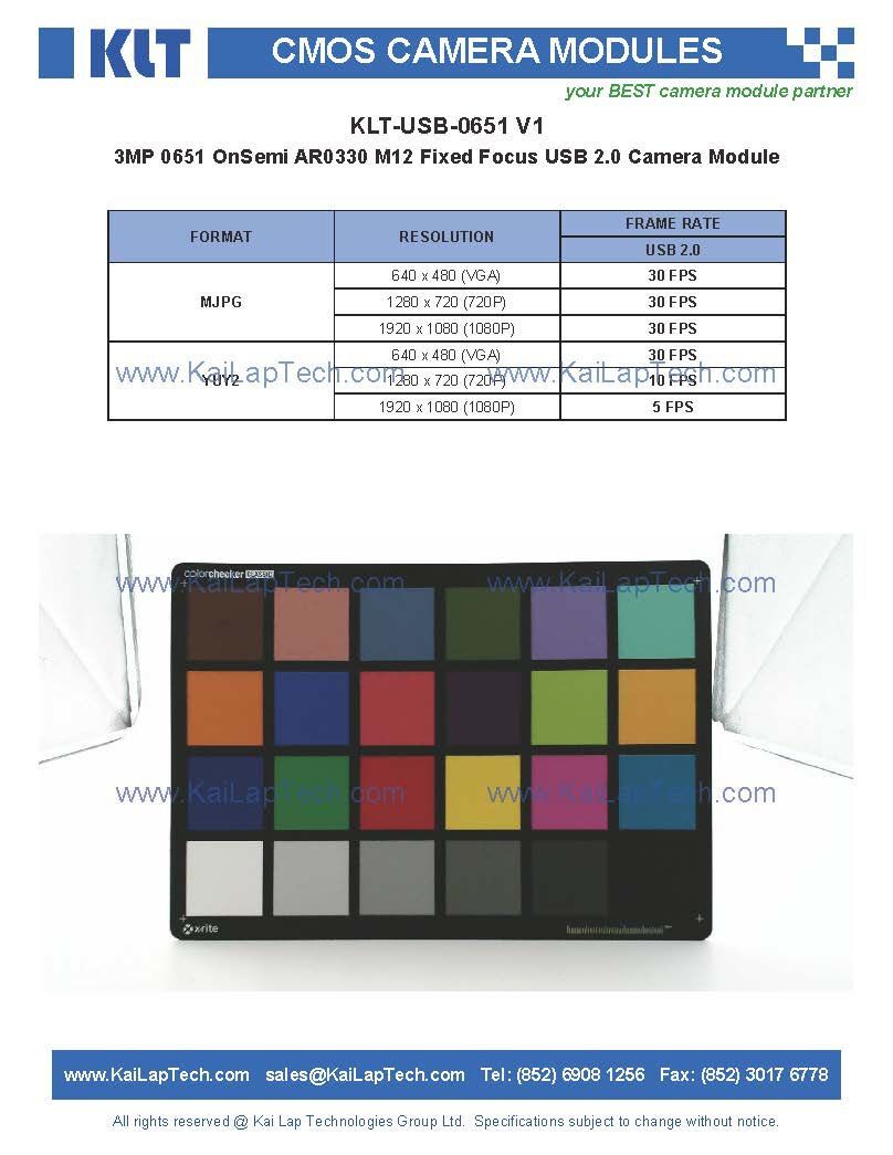 Klt-usb-0651 V1 3mp 0651 Ar0330 M12 Fixed Focus Usb 2.0 Camera Module ...