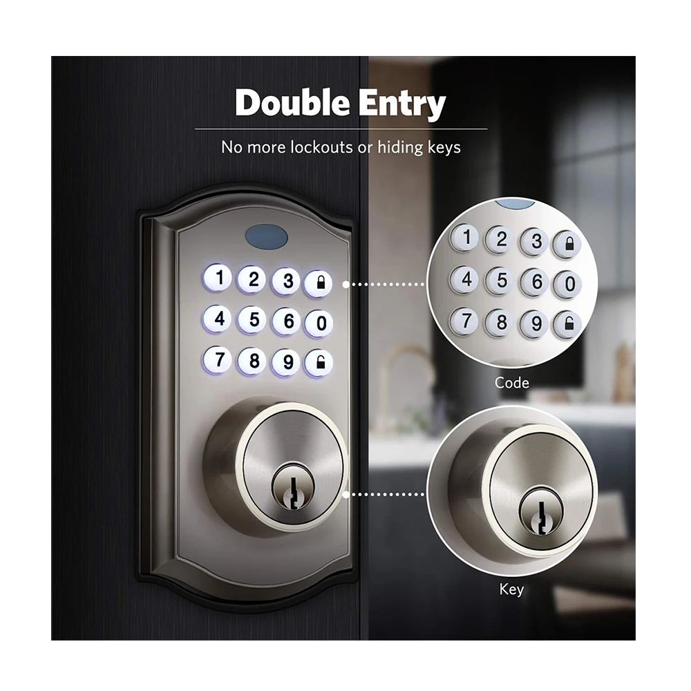 Security Electronic Lockset Door Handle Key Pick Set Locks Digital ...