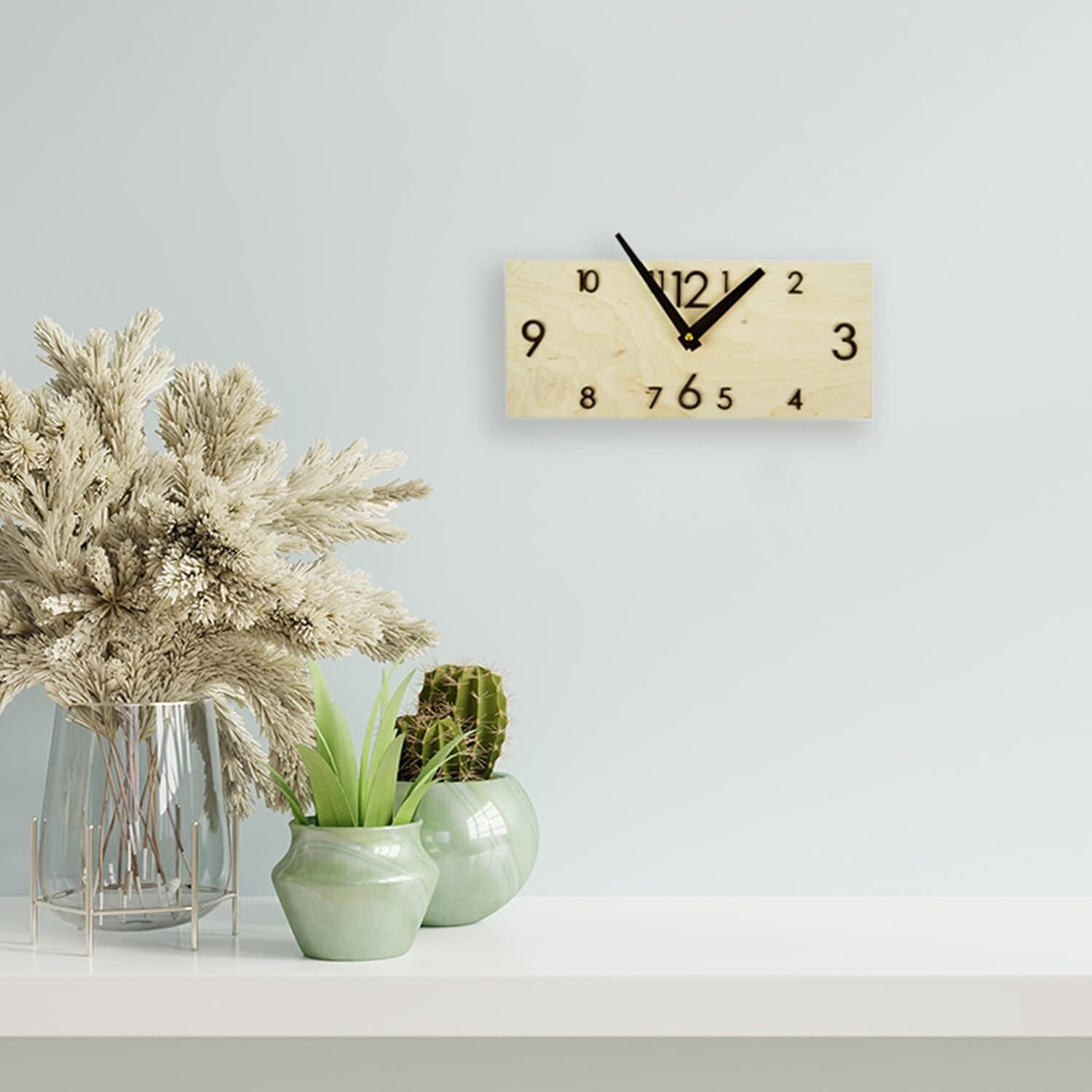 Wooden Wall Clock Silent Non-ticking Frameless Rectangle Art Wall ...