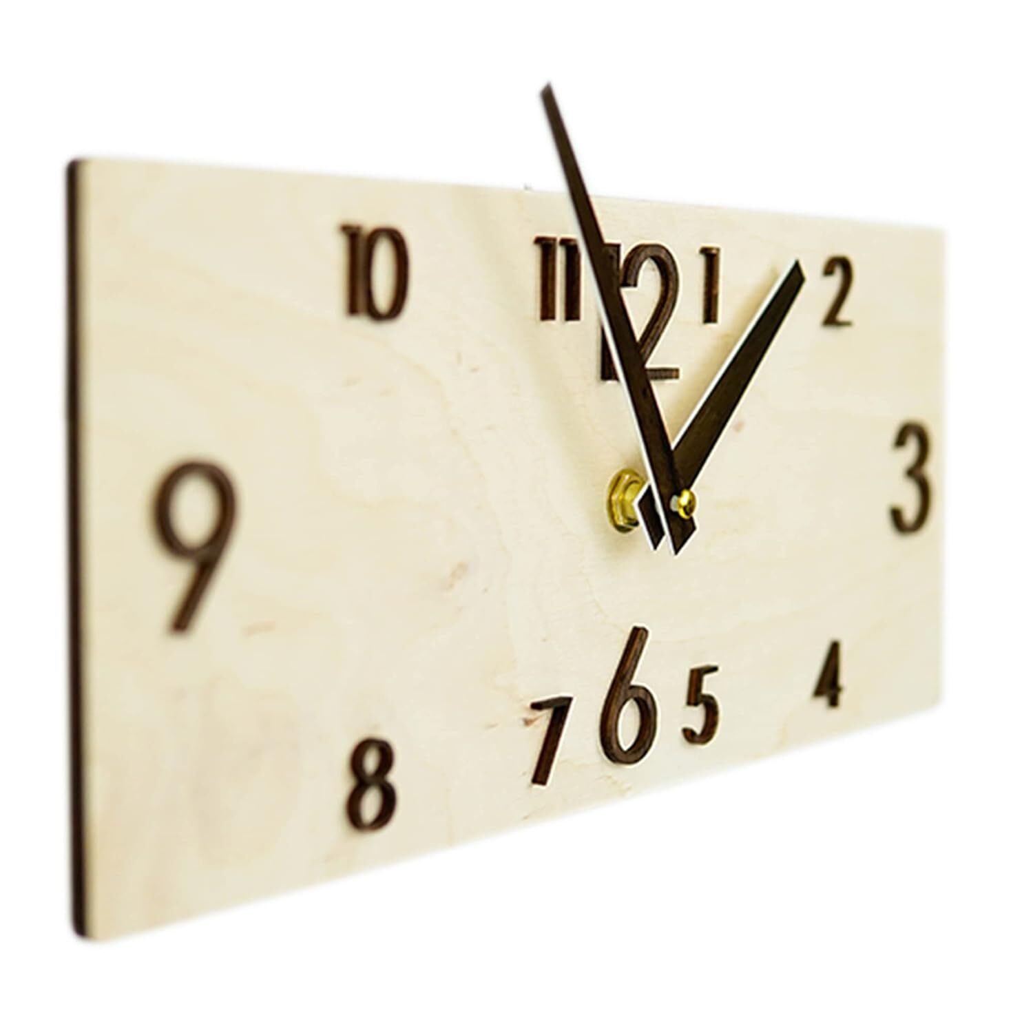 Wooden Wall Clock Silent Non-ticking Frameless Rectangle Art Wall ...