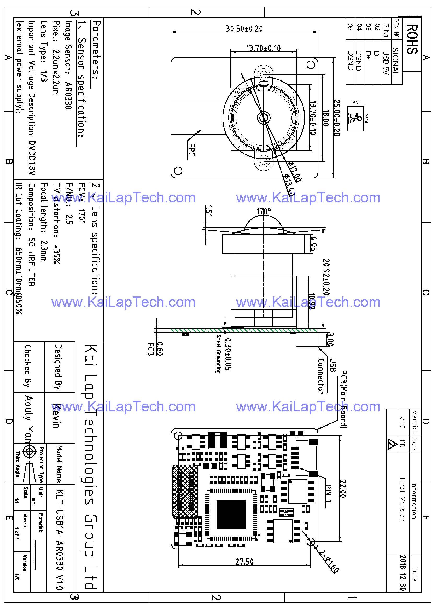 Buy Wholesale Hong Kong SAR Klt-usb1a-ar0330 V1.0 3mp Ar0330 M12 Messa A Fuoco Fissa Usb 2.0 ...