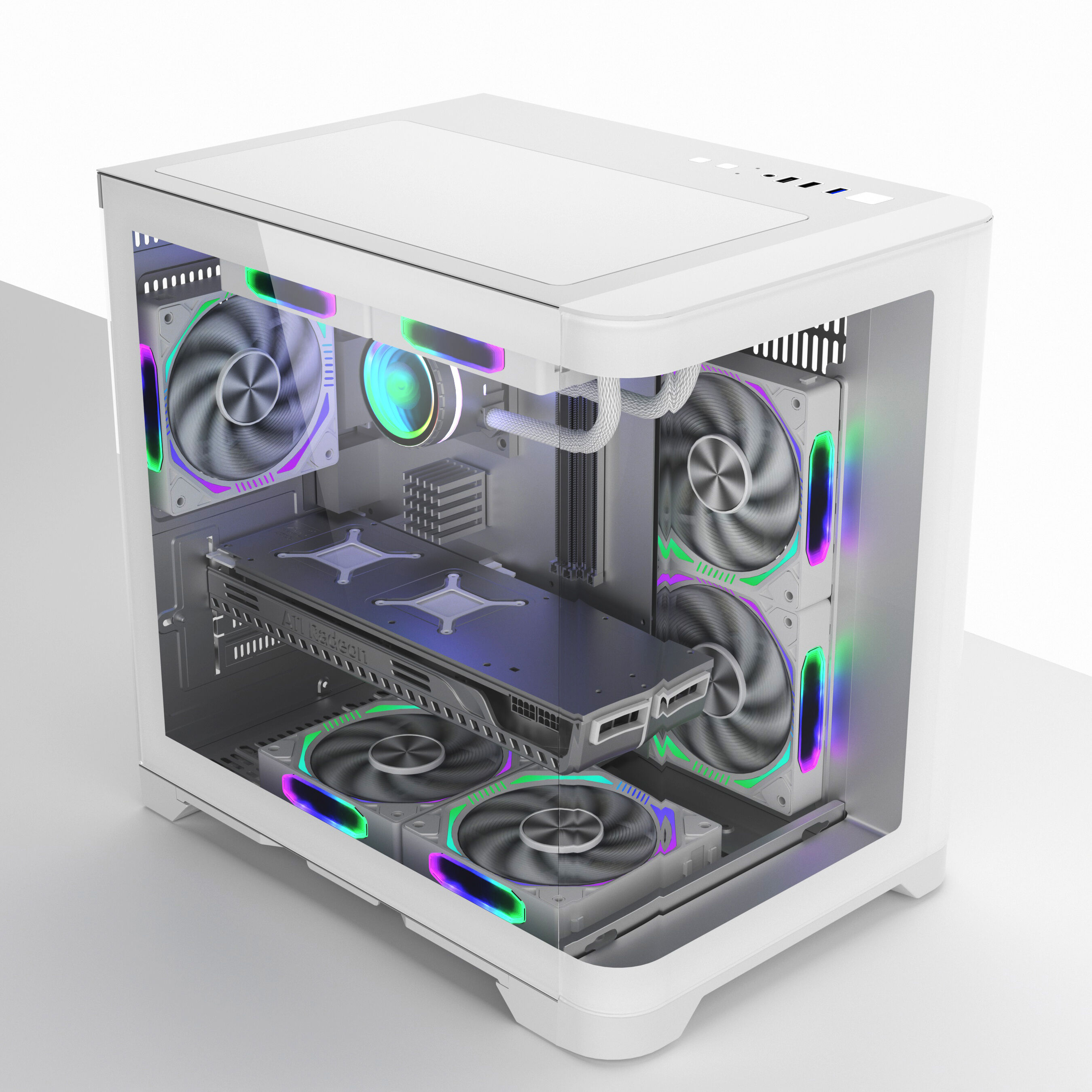Factory Wholesale White M-atx Gaming Case Gaming Desktop Chassis Curved ...